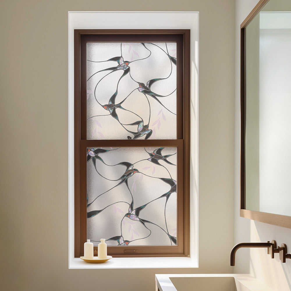 Swallow Stained Glass Window Film-Adhesive Animal Window Clings ...
