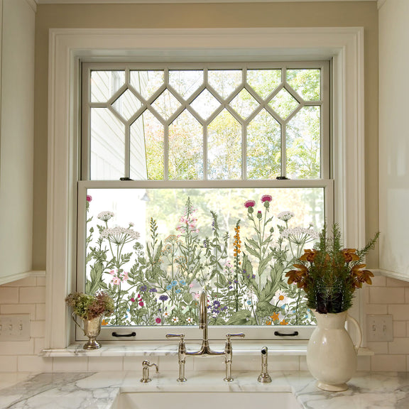 Wildflower Dream Stained Glass Decorative Window Film-Fancyfix ...