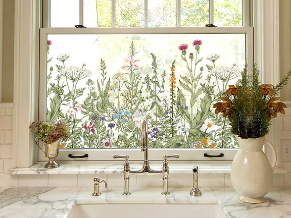 Wildflower Dream Stained Glass Decorative Window Film-Fancyfix ...
