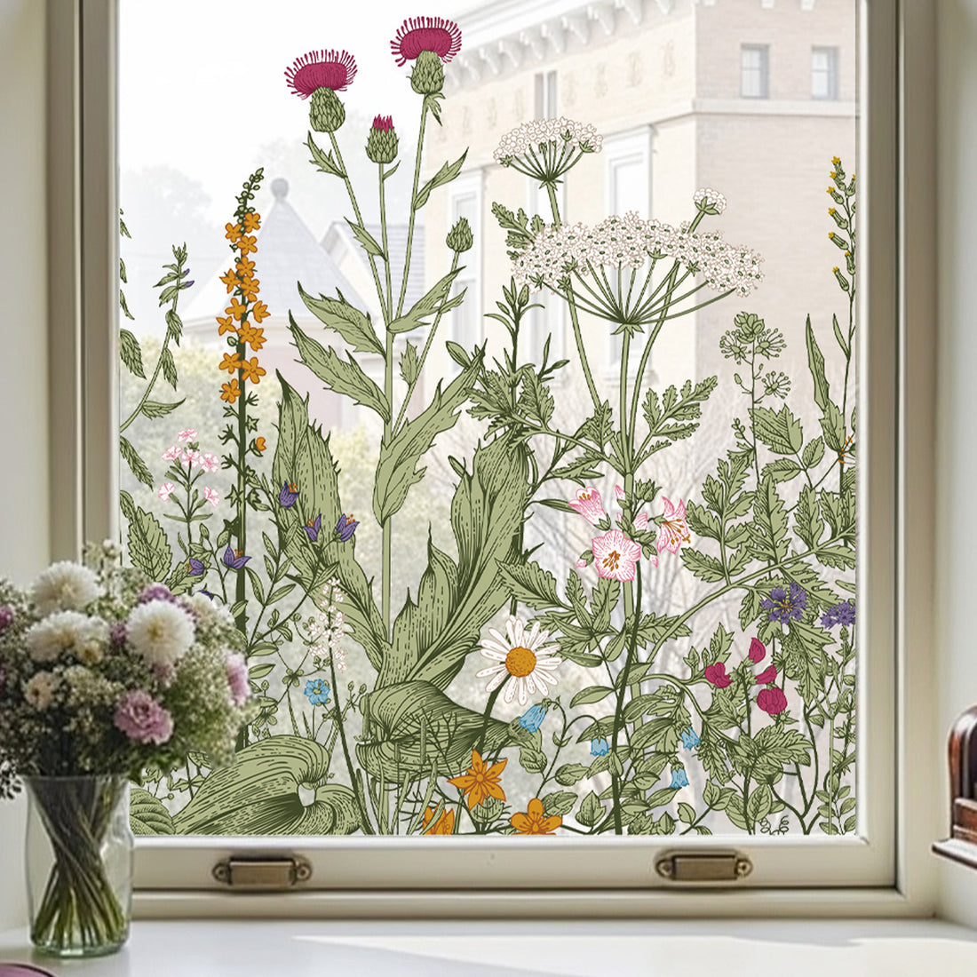 Wildflower Dream Stained Glass Decorative Window Film-Fancyfix ...